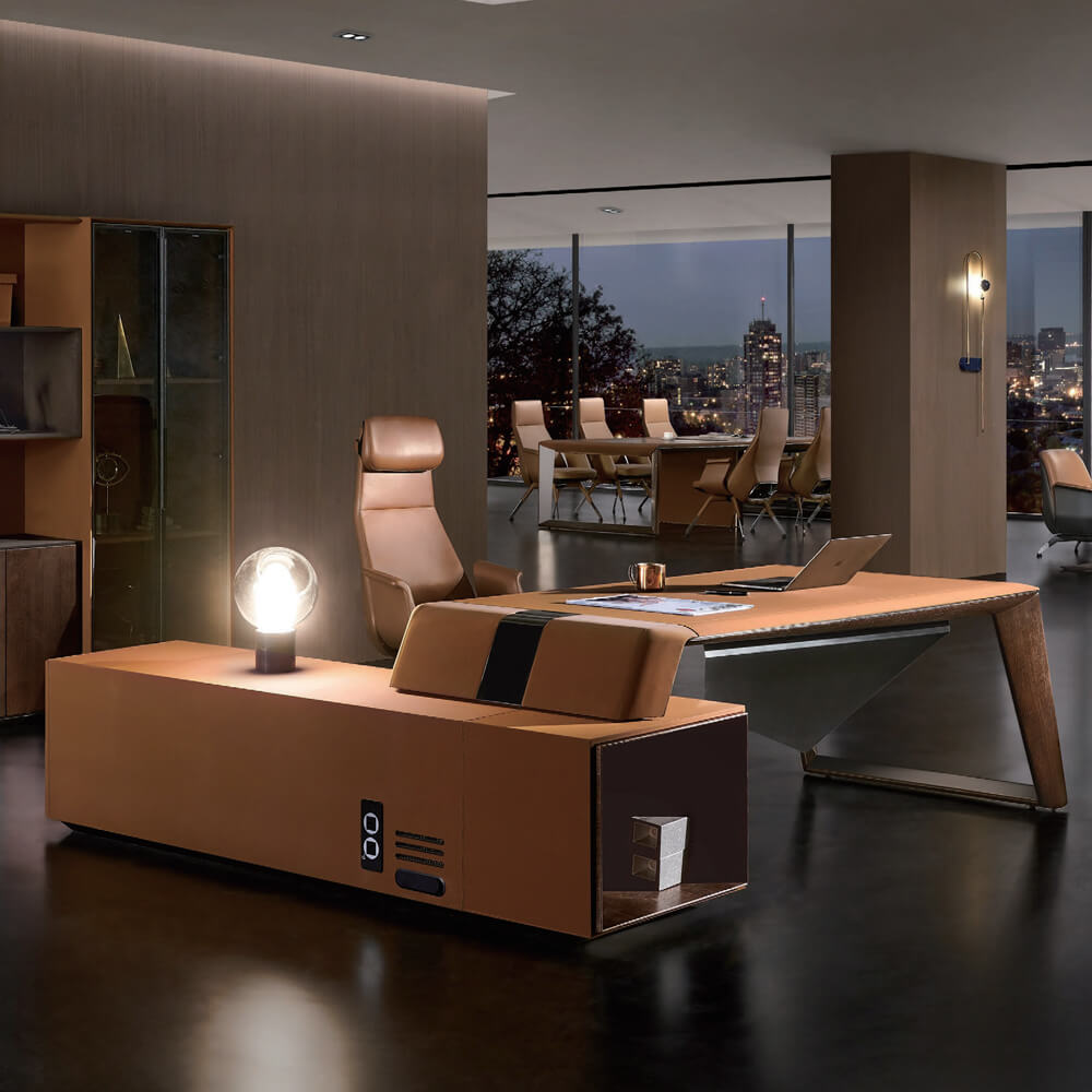 Luxury Modern Leather Top Executive Office Desk - Hongye Furniture