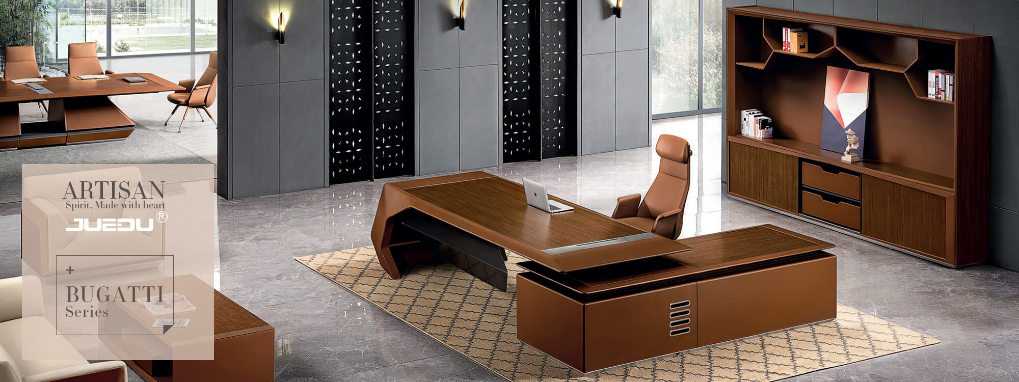 Executive Desk with Leather Inlay